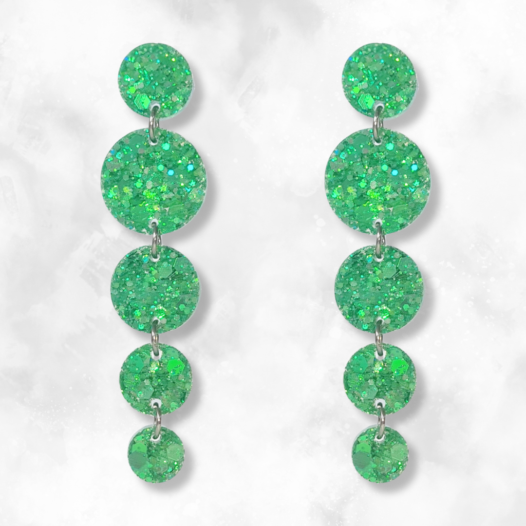Green sparkly earrings store