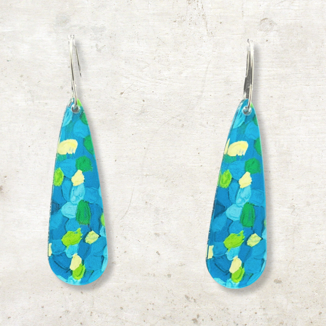 Blue & Green Earrings - Long Droplets – Loretta Green